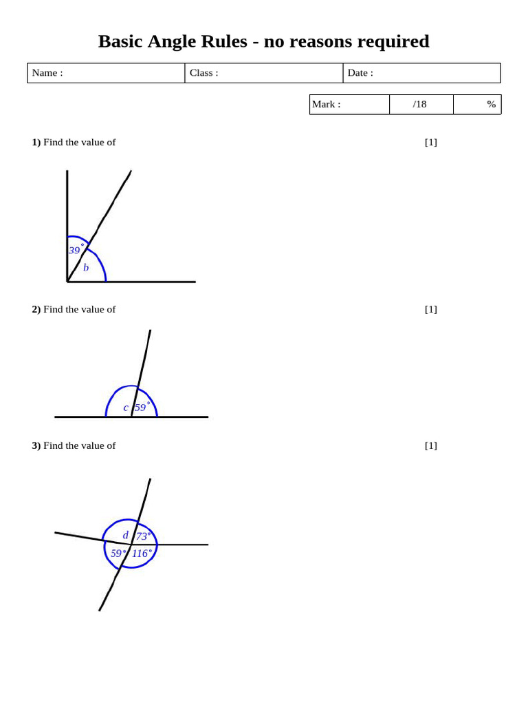 Basic Angle Rules Assessment Solutions | PDF