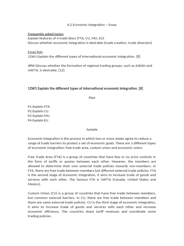 Economic Integration: Trade Blocs Explained | PDF | Economic ...
