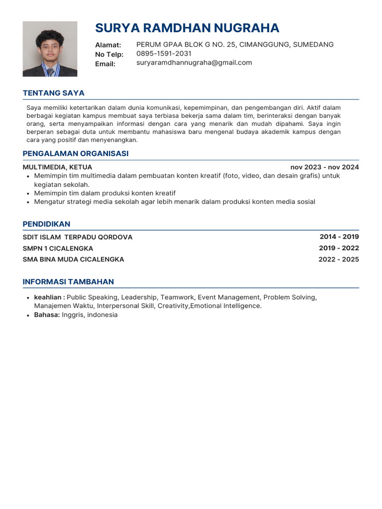 Cv Duta Pbak 2025 | PDF