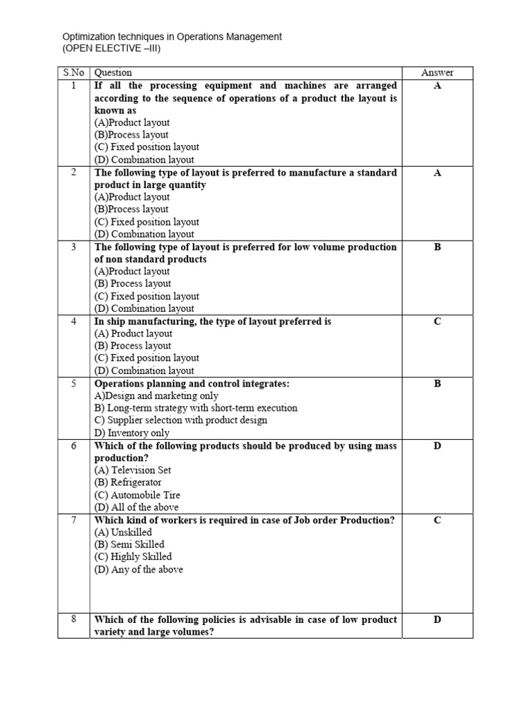 Quiz 1 | PDF | Lean Manufacturing | Operations Management