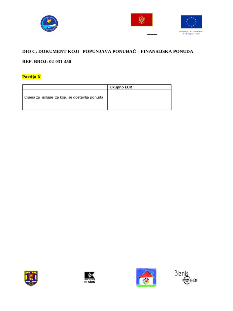 Dio C-Finansijska Ponuda | PDF