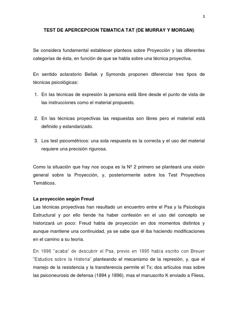 Test de Apercepcion Tematica Tat | PDF | Percepción | Realidad