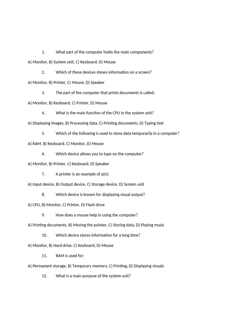 Grade 4 ICT First Term Exam Questions | PDF | Computer Keyboard ...