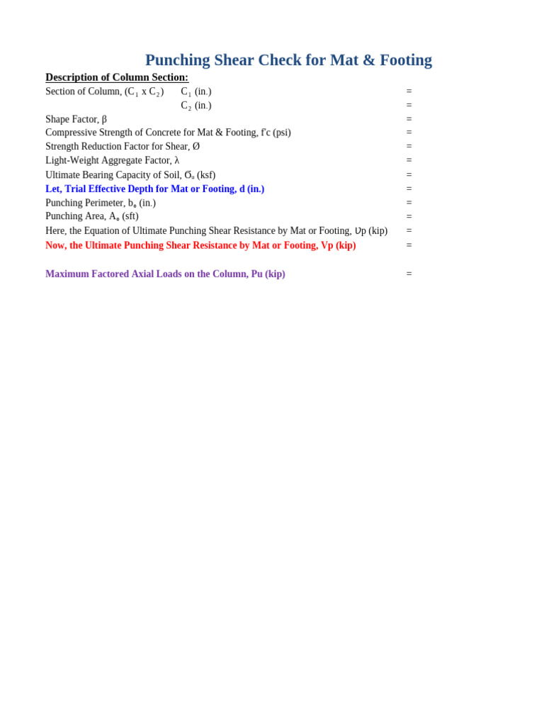 Footing & Column Punching | PDF
