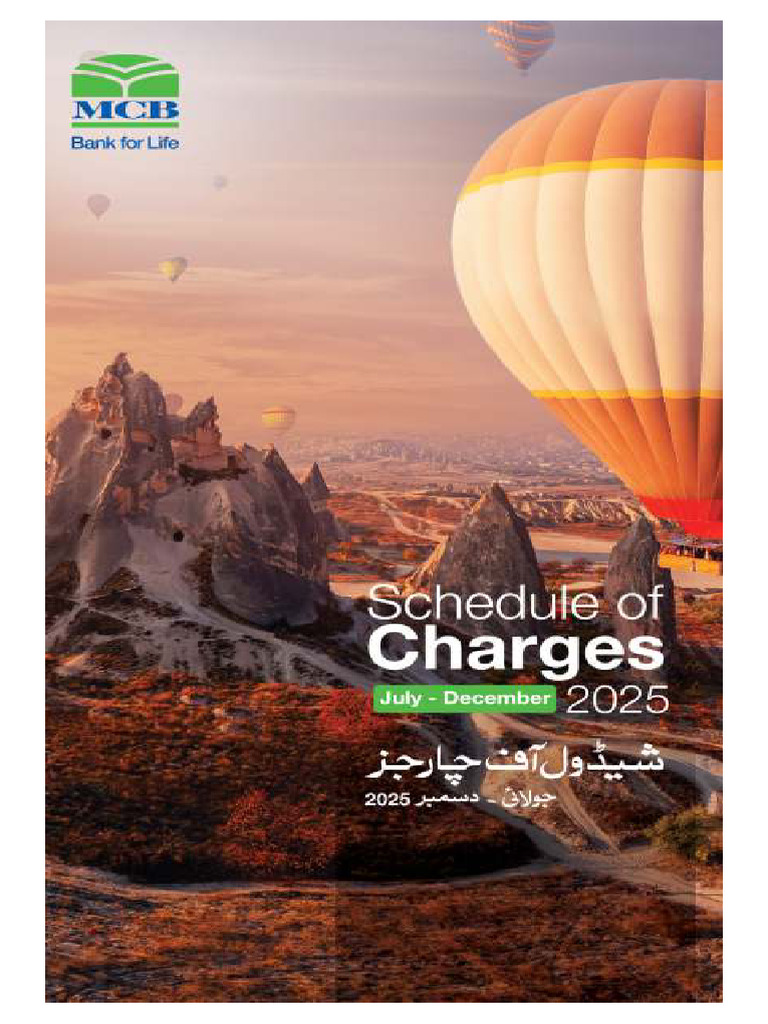 MCB Schedule of Charges 2025 | PDF | Cheque | Banks