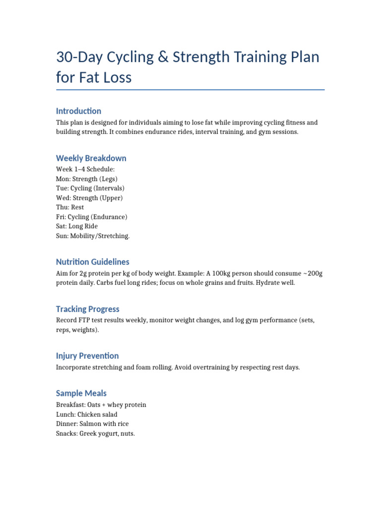 Cycling Strength Training Plan | PDF