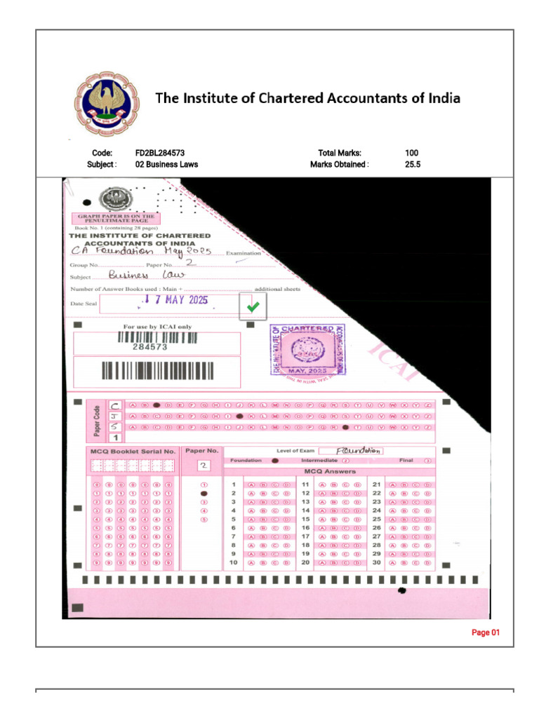 Business Laws Exam Results Summary | PDF