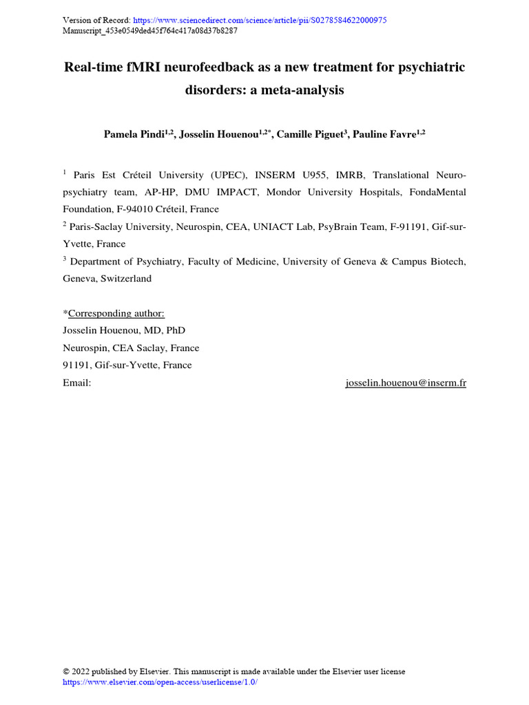 Review RTfMRI | PDF | Psychiatry | Neurofeedback