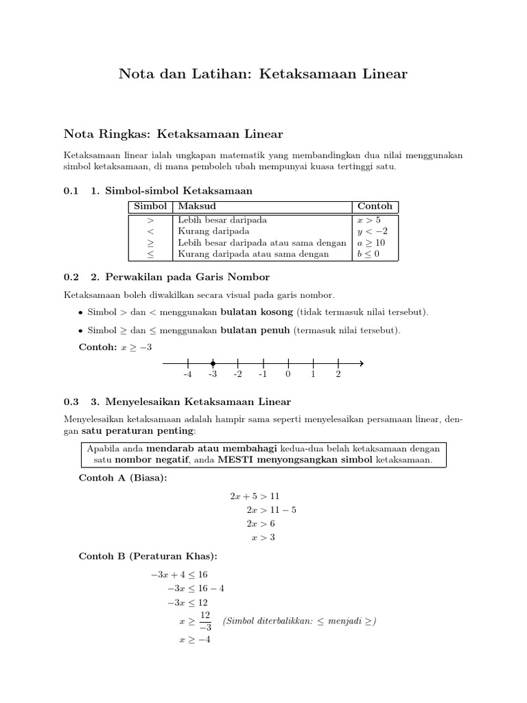 Ketaksamaan Linear | PDF