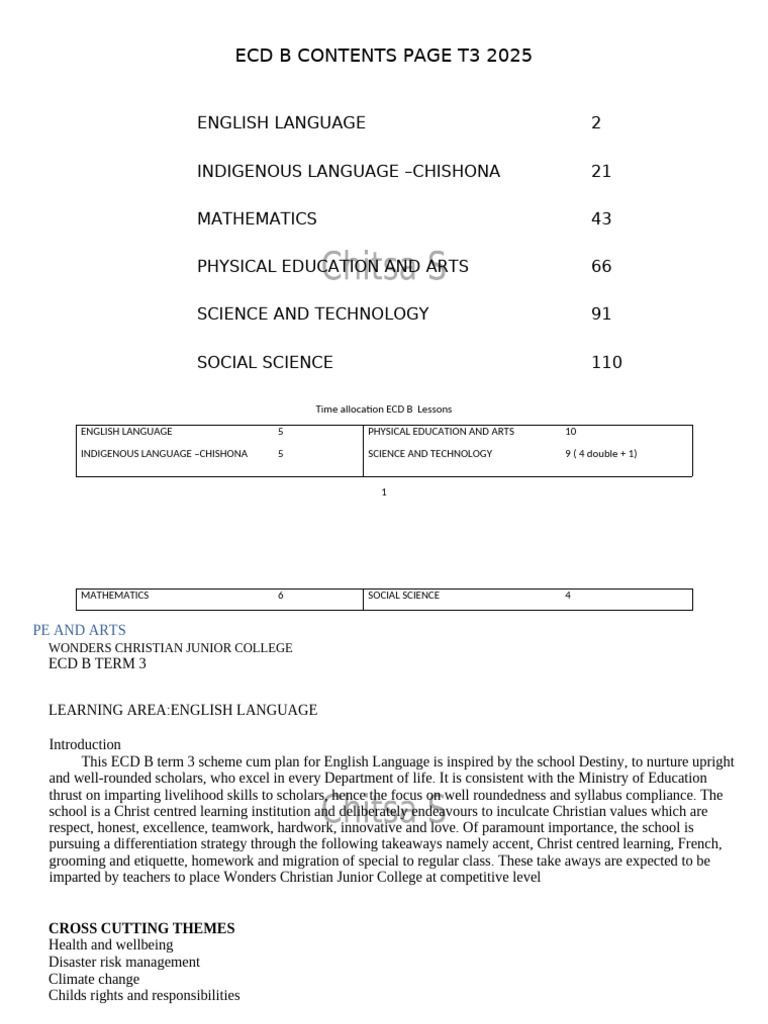 ECD B Term 3 English Language Plan | PDF | Phonics | Learning