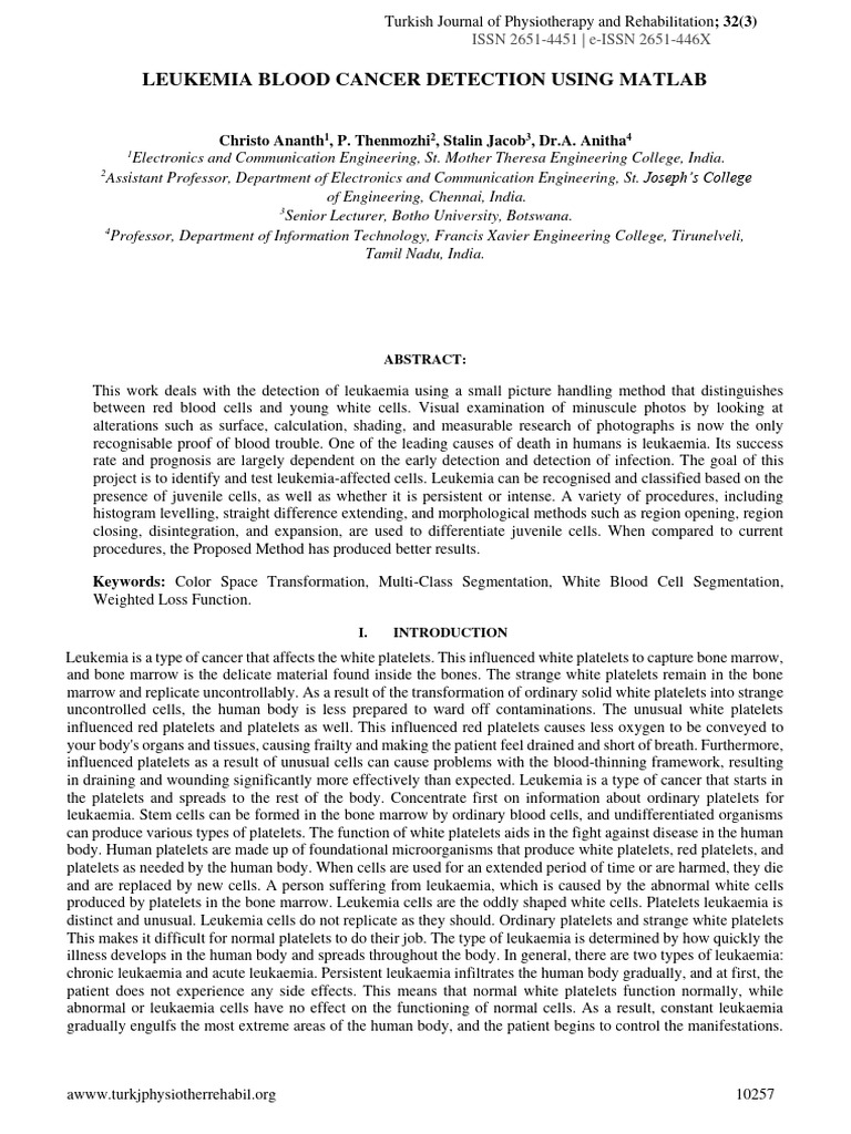 Leukemia Blood Cancer Detection Using Ma | PDF | Leukemia | Bone Marrow