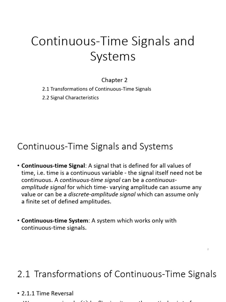 Module 02 CT Signals and Systems | PDF | Discrete Time And Continuous ...