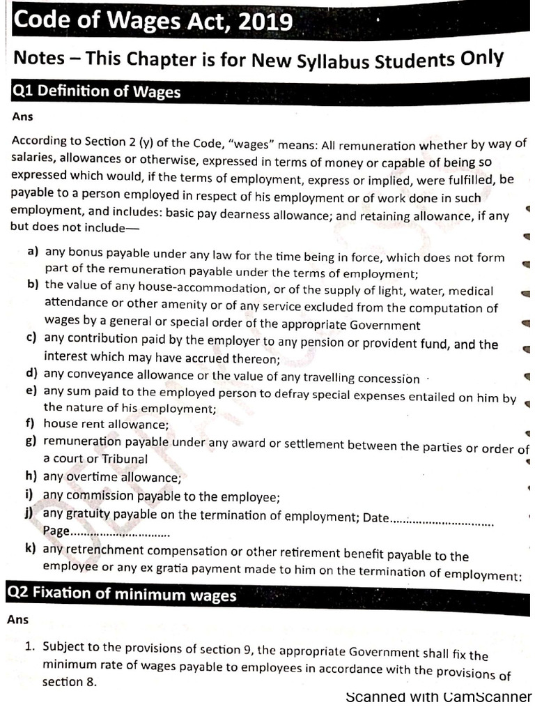 Code of Wages, Companies Act | PDF