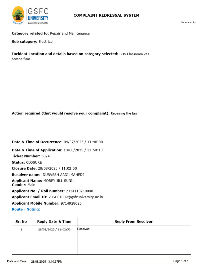 Grievance Report Download | PDF