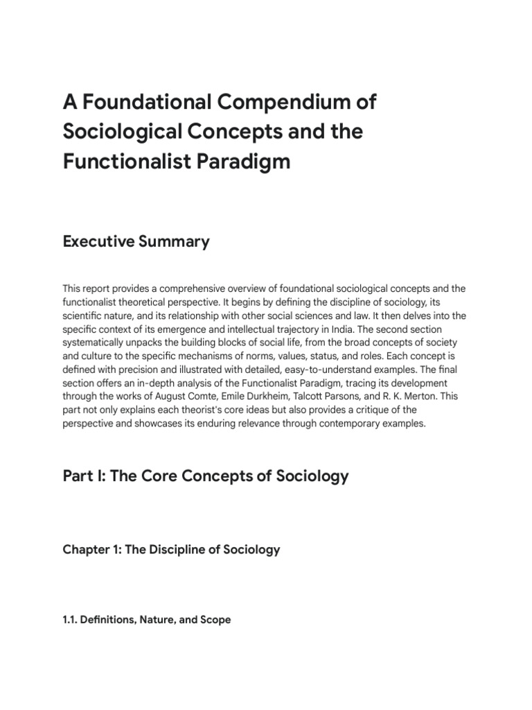 Sociological Concepts & Functionalism Overview | PDF | Sociology ...