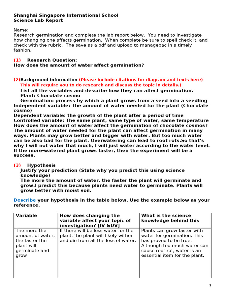 Daily Seed Germination Observation Chart | PDF | Experiment | Germination
