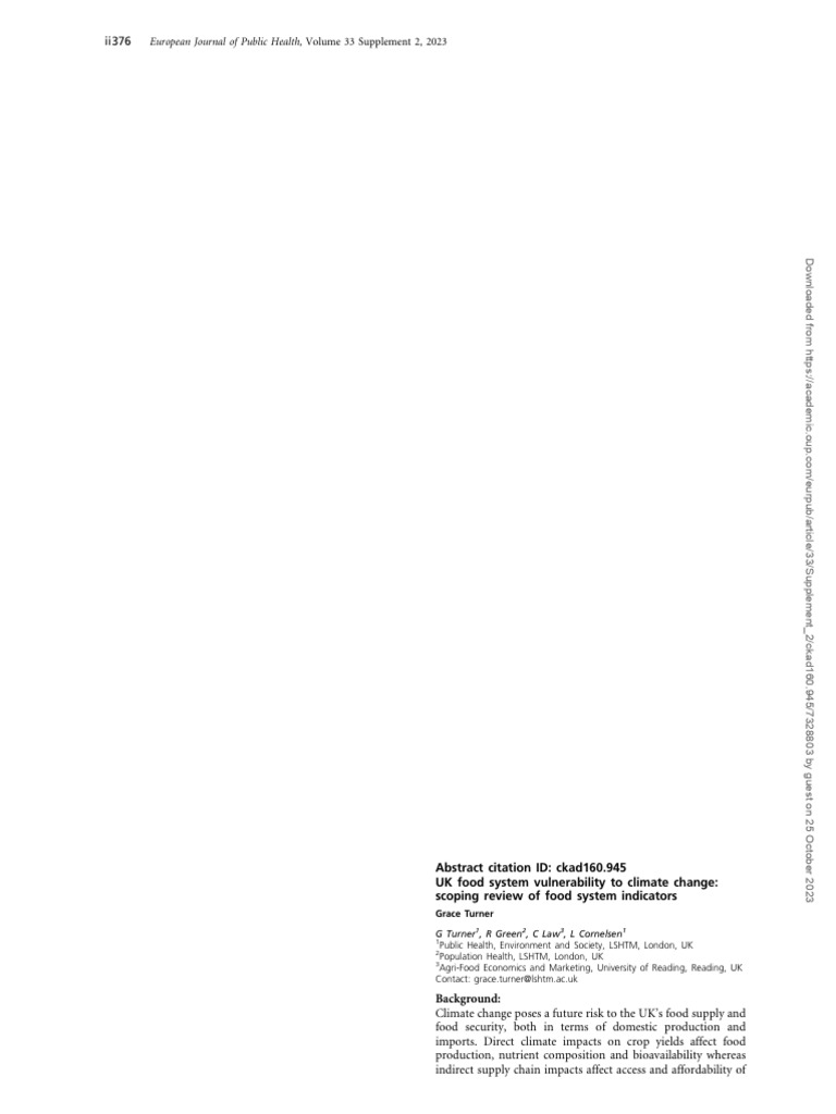 UK Food System Vulnerability To Climate Change Sco | PDF | Food ...