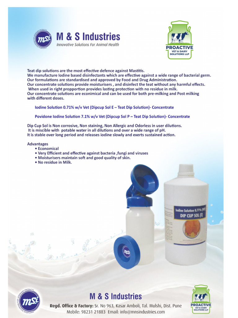 Teat Dip Iodine Solutions | PDF
