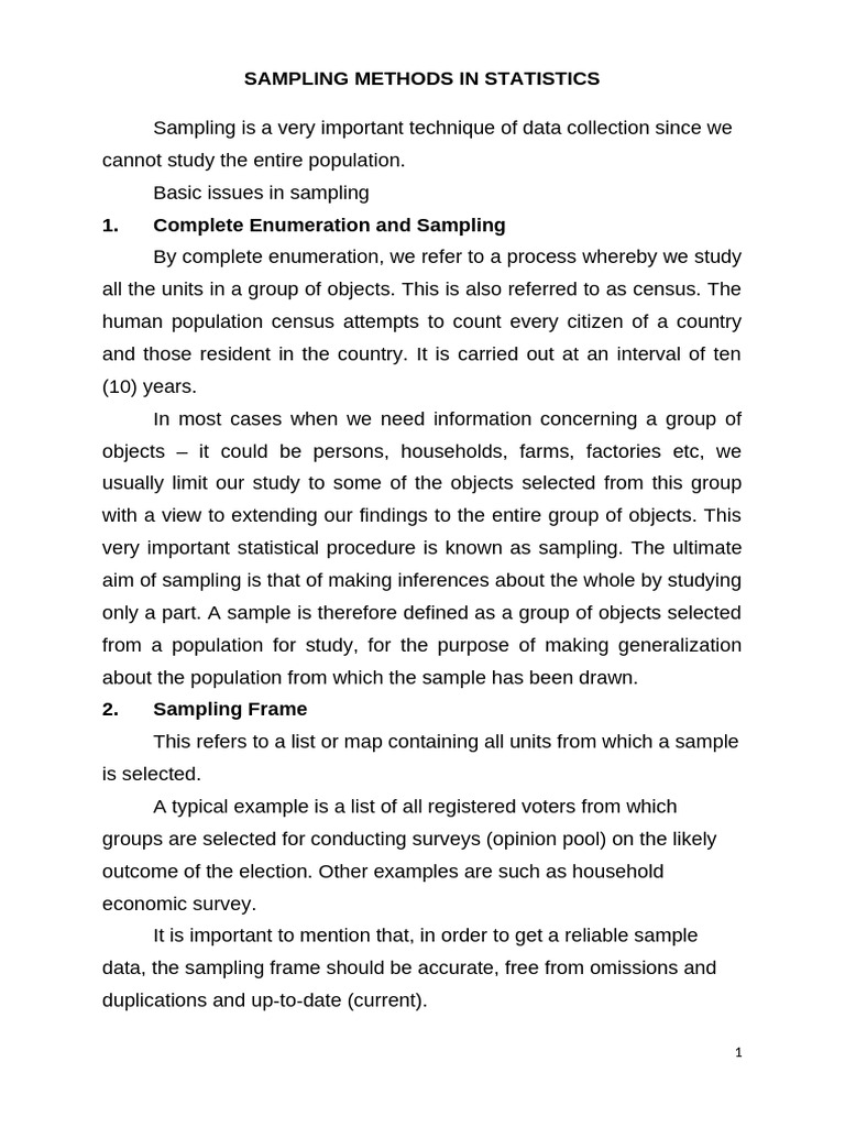Sampling Methods in Statistics Explained | PDF | Sampling (Statistics ...
