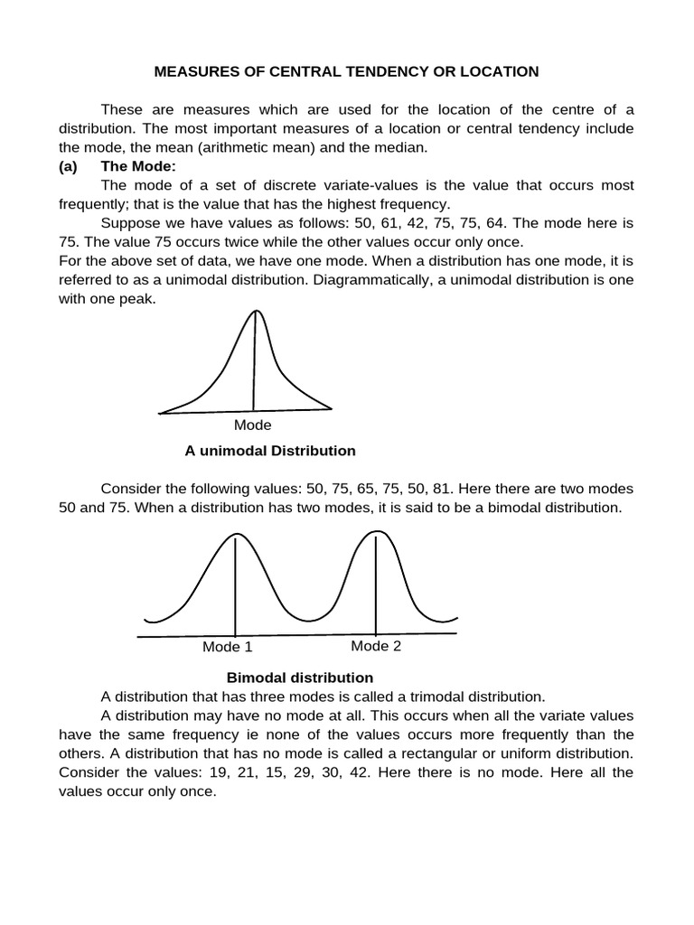 DR Otiji Measures of Central Tendency or Location | PDF | Mode ...