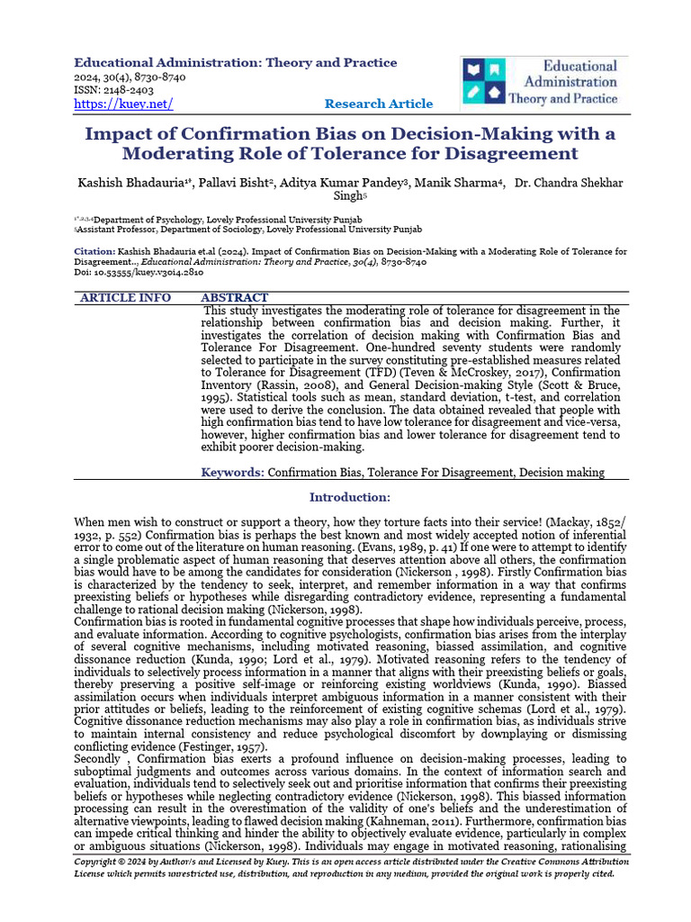 Confirmation Bias and Decision-Making Insights | PDF | Bias | Decision ...