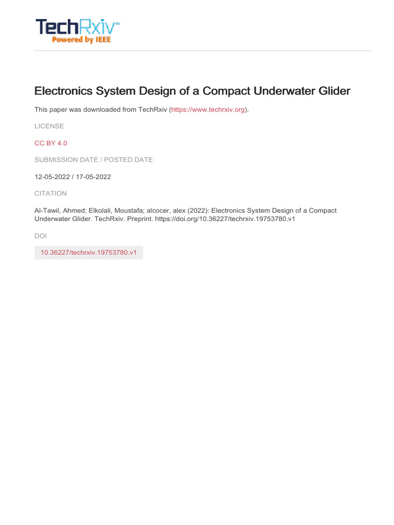 Electronics System Design of a Compact Underwater Glider滑翔机设计 | PDF ...