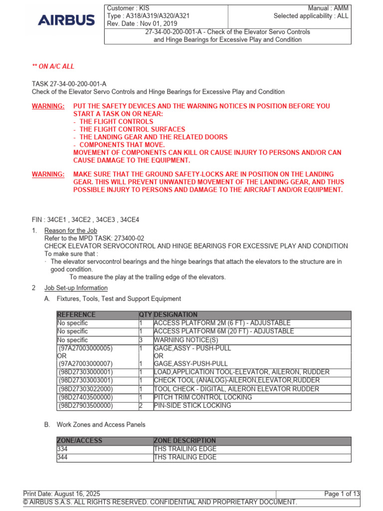 Elevator Servo Control Check Procedure | PDF | Flight Control Surfaces ...