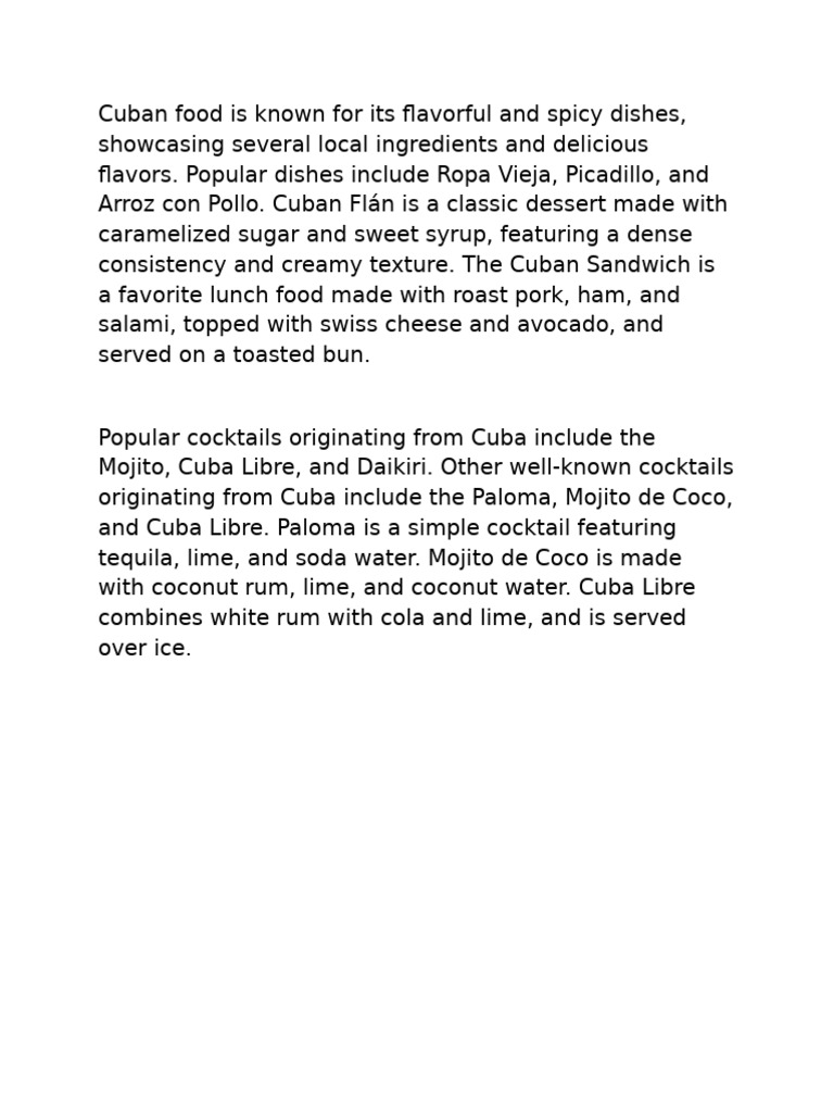Discover Authentic Cuban Cuisine & Cocktails | PDF