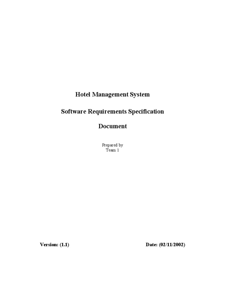 Hotel Management System Software Requirements Specification Document ...