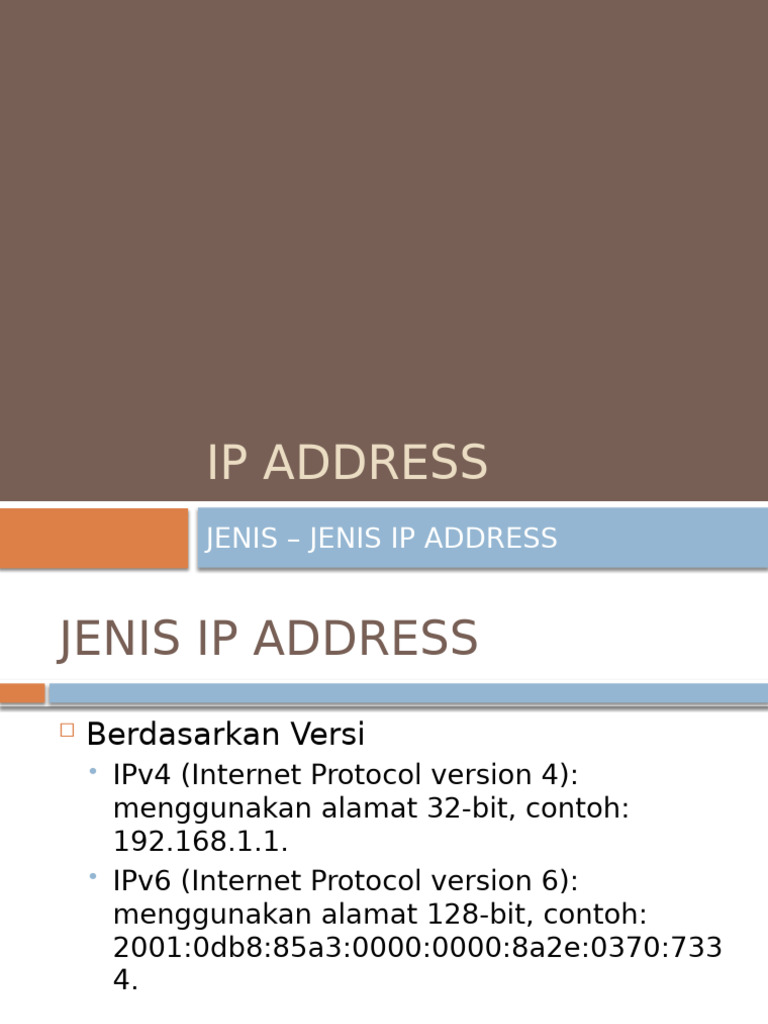 Jenis-Jenis IP Address dan Fungsinya | PDF