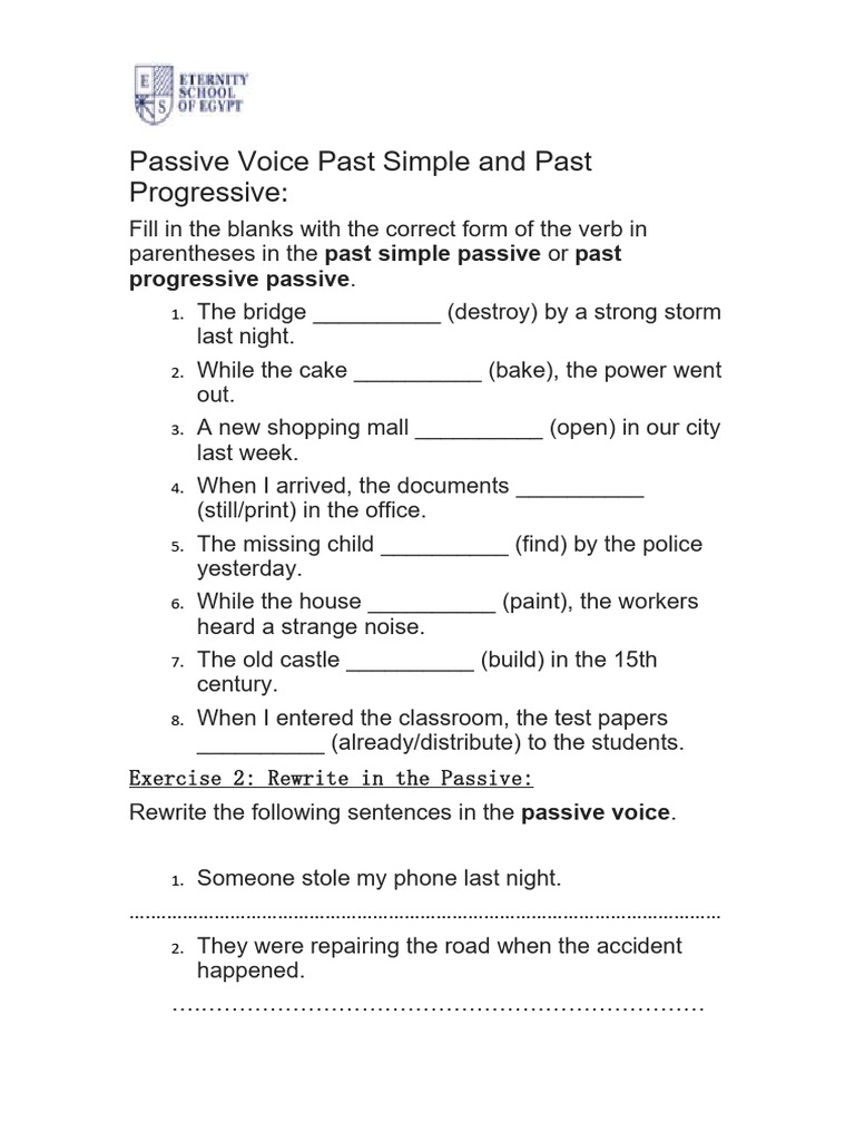 Passive Voice (Past Simple and Past Progressive) | PDF