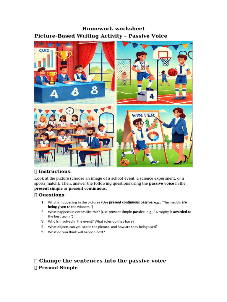 Passive Voice Homework | PDF