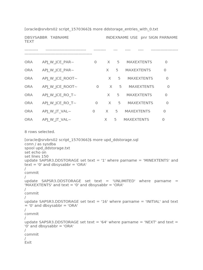 Oracle DDStorage Update Script | PDF | Data Management Software | Databases