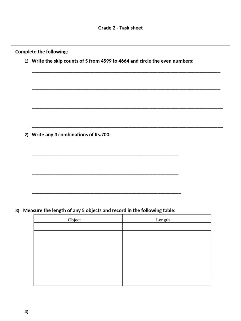 Grade 2 - TASKSHEET 2 | PDF