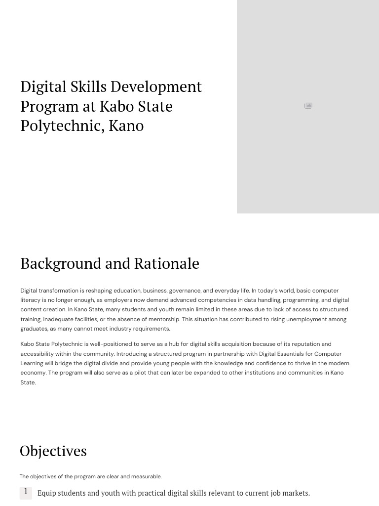 Digital Skills Development Program at Kabo State Polytechnic Kano | PDF ...