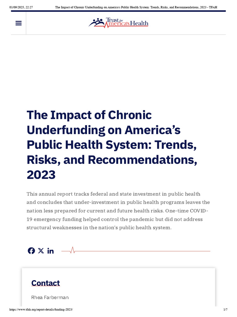 The Impact of Chronic Underfunding On America's Public Health System ...