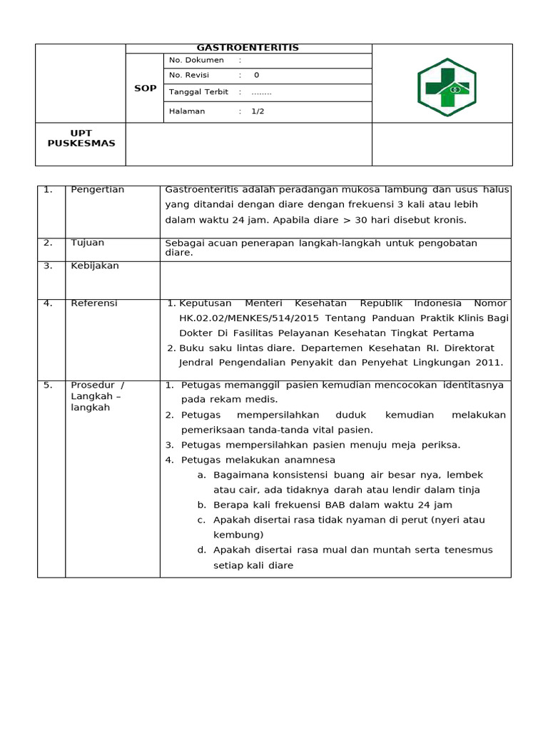 Sop Diare Revisi | PDF