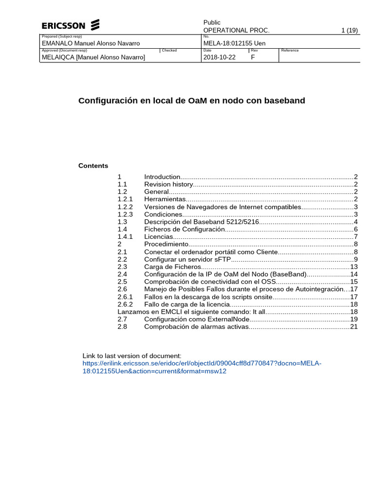 Configuración de OaM en Baseband 5212/5216 | PDF | Archivo de ...