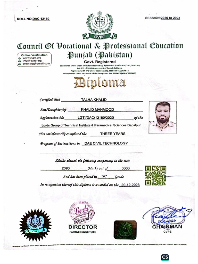 Talha Khalid DAE Civil Technology Mofa+ Saudi Embassy | PDF