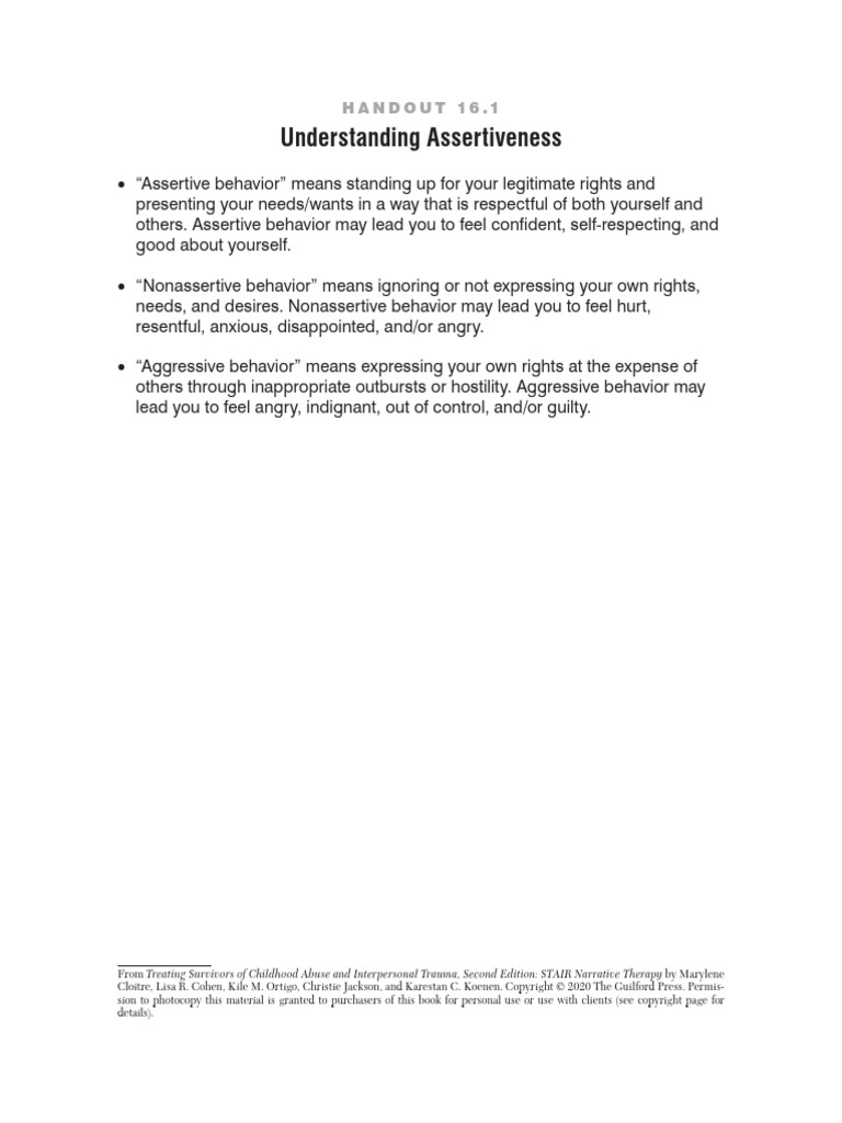 HANDOUT 16.1 Understanding Assertiveness | PDF