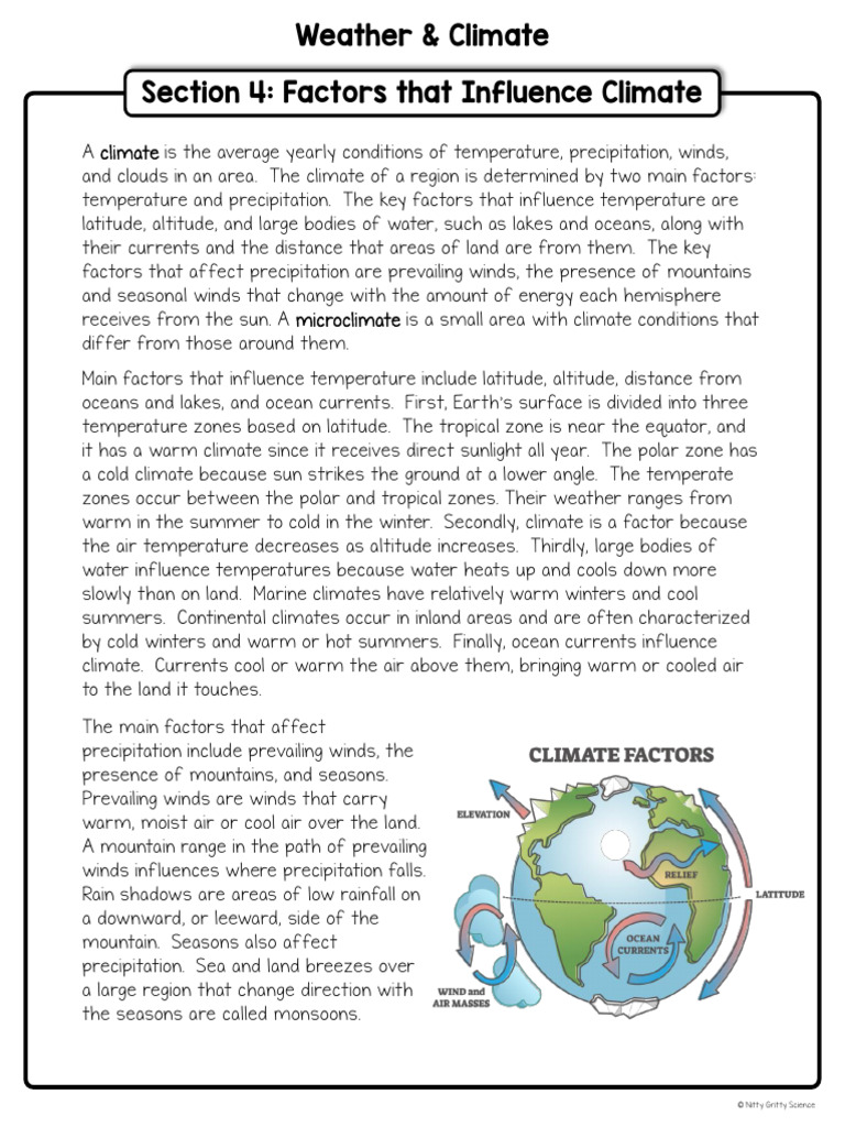 Factors That Influence Climate Section 4 | PDF