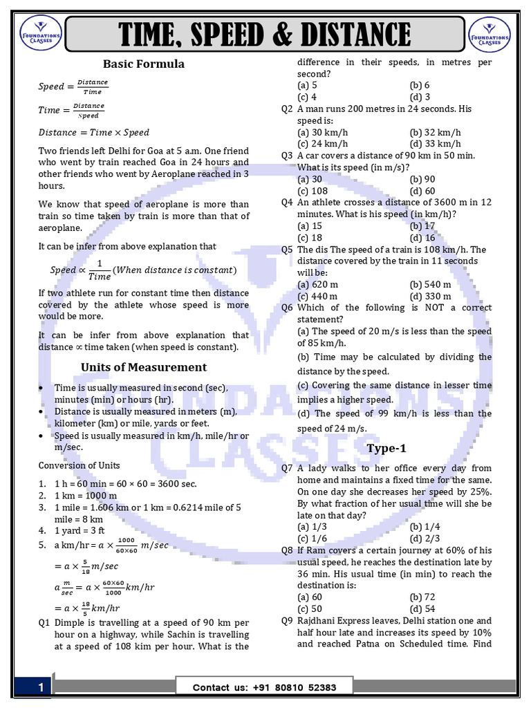Time, Speed and Distance Complete | PDF | Speed | Velocity
