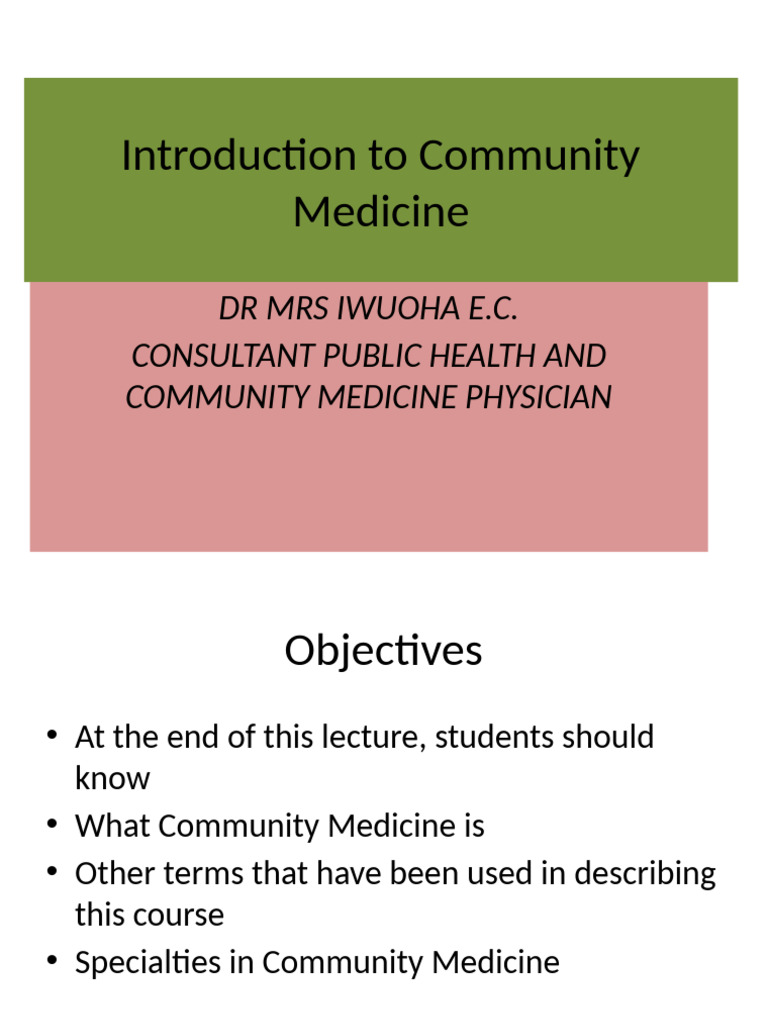 Overview of Community Medicine Essentials | PDF
