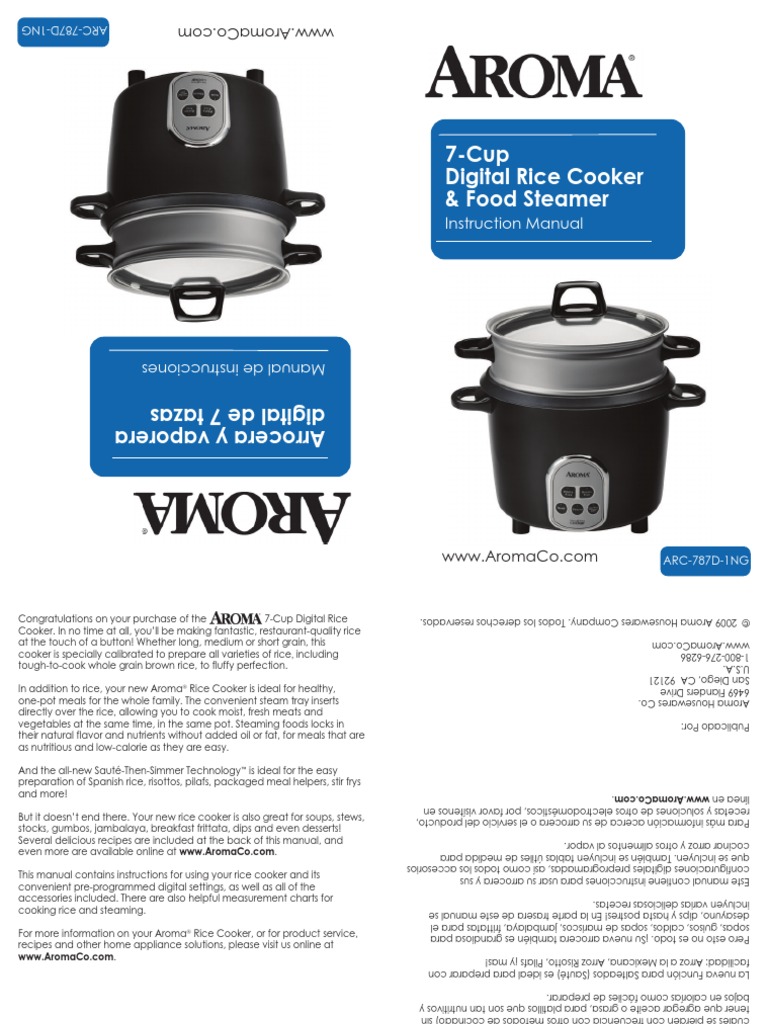 Aroma Rice Cooker Instructions | PDF | Saltear | Arroz