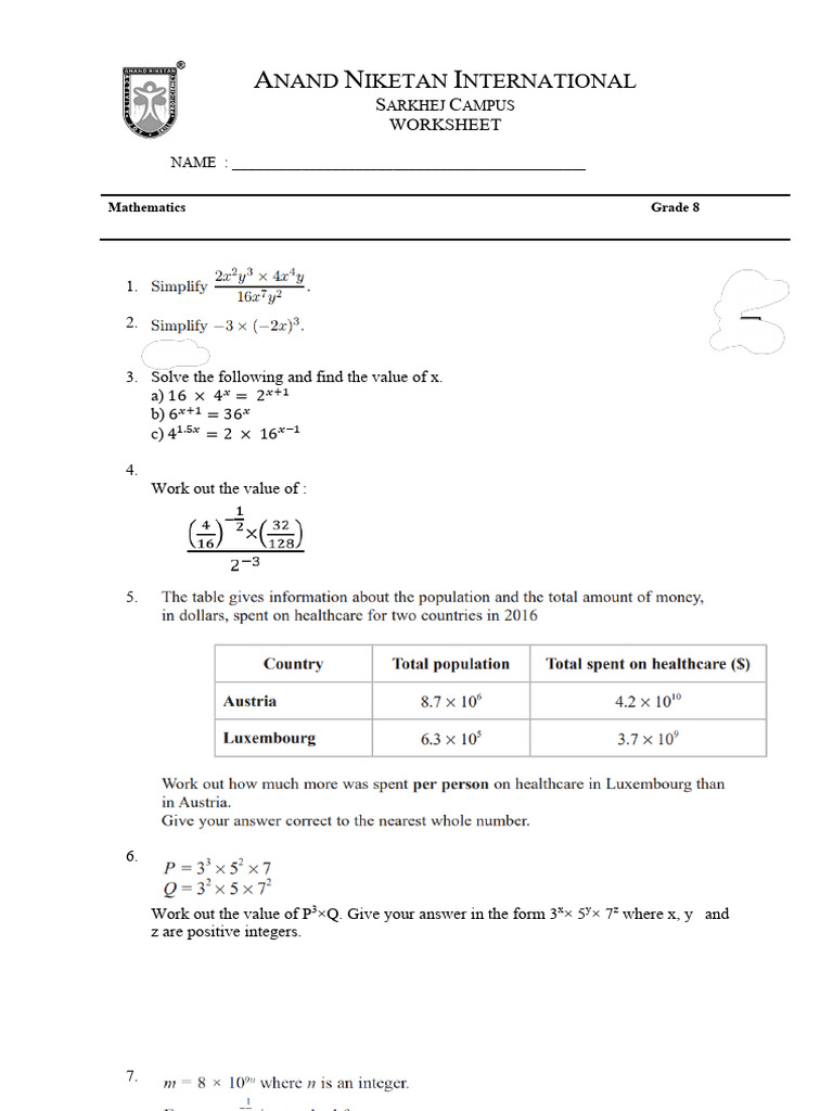 Indices and Standard Form | PDF