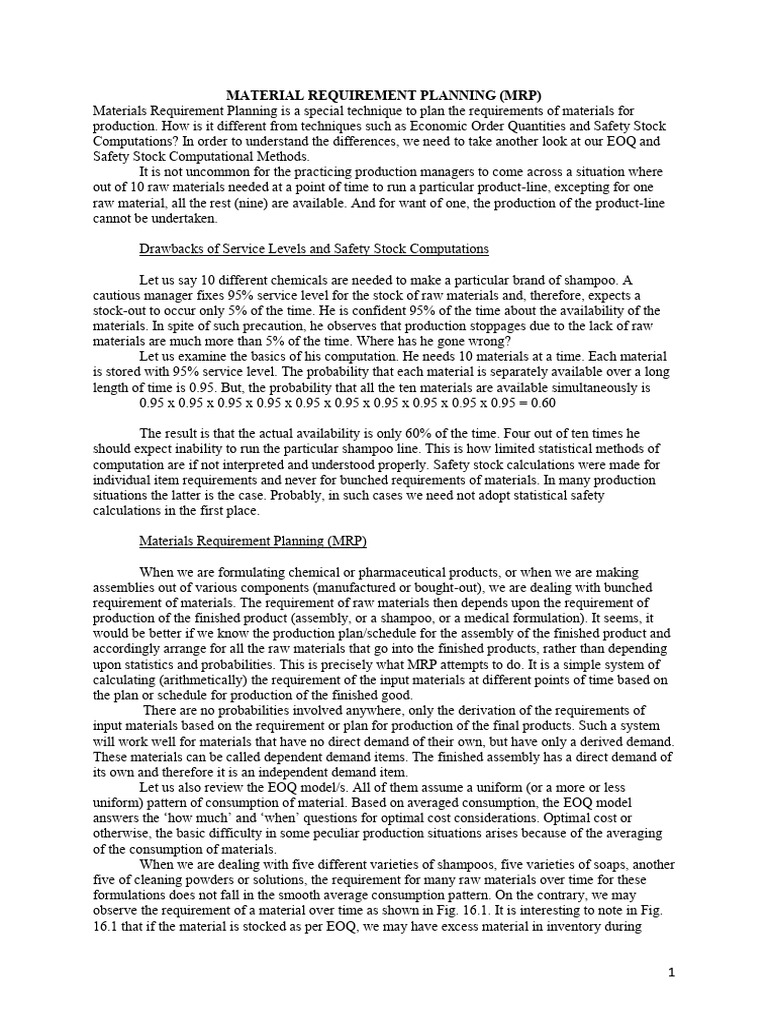 Material Requirement Planning | PDF | Economies | Production And ...