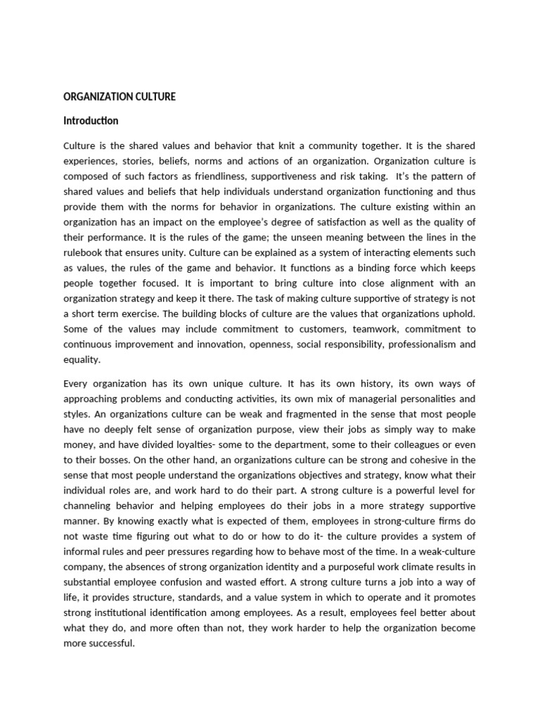 Organizational Culture | PDF | Organizational Culture | Behavior