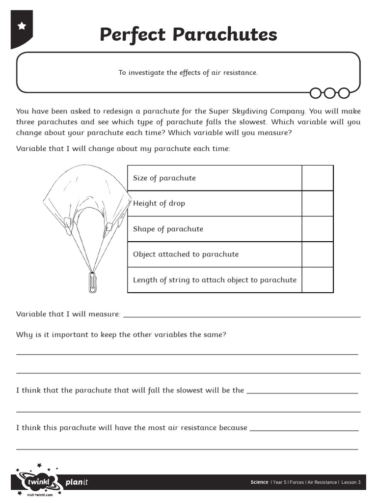 Perfect Parachutes Activity Sheet | PDF | Parachute | Parachuting