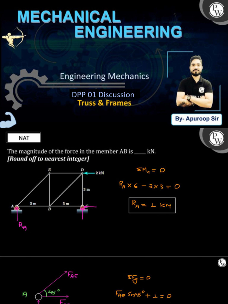 Truss & Frames - DPP 01 Discussion Notes PDF | PDF