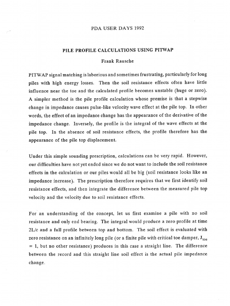 Pile Profile Calculations Using Pit Wap | PDF